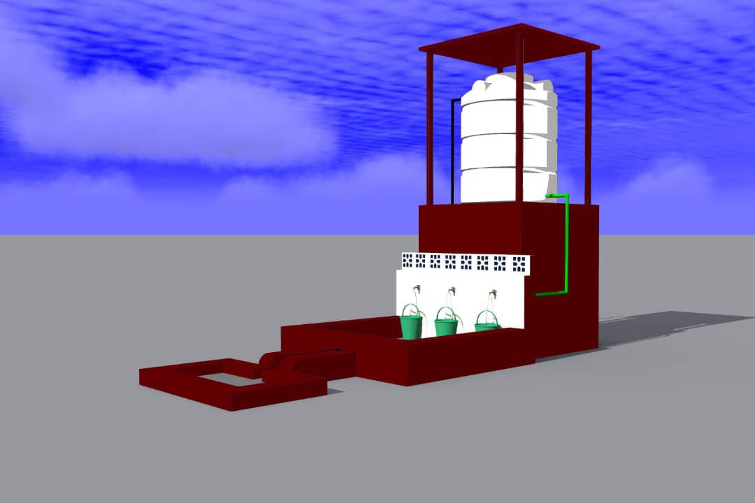 Drilling a deep well with an iron tank of 5 m3 Chad